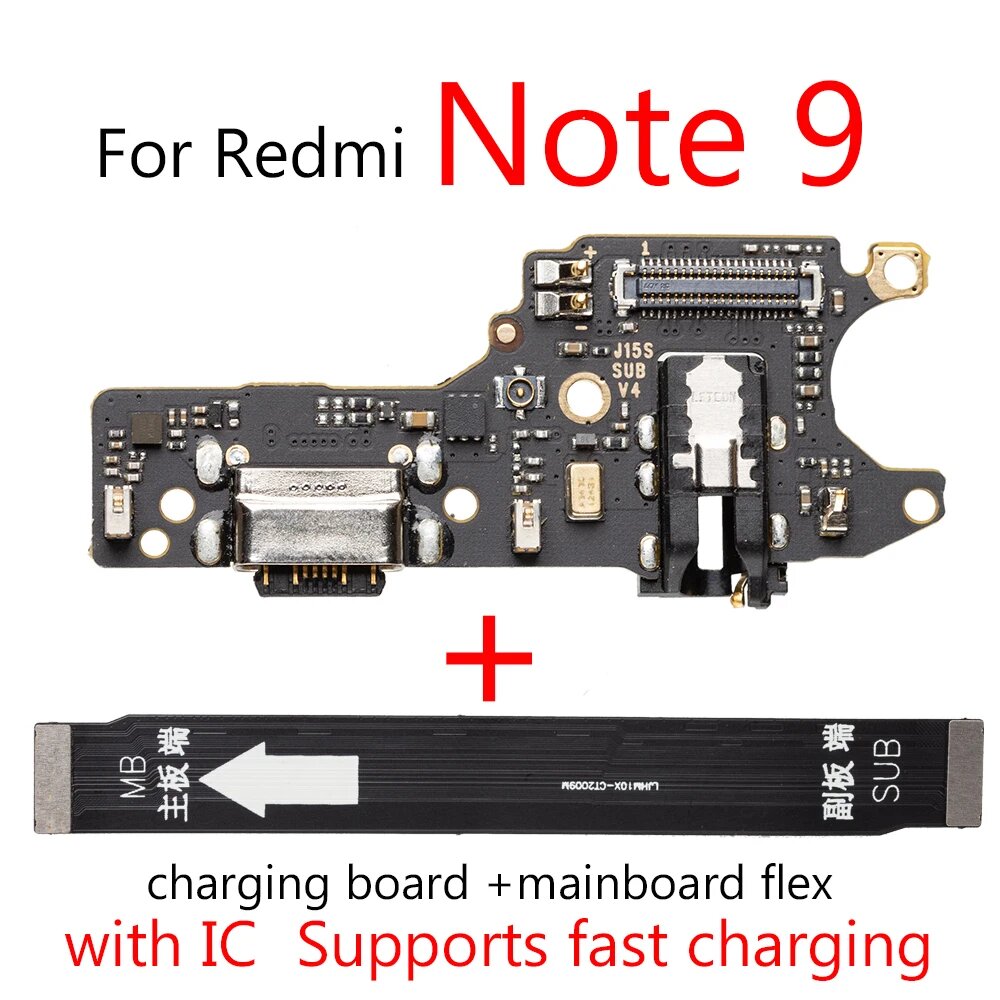 USB-порт для зарядки док-станция коннектор основной FPC материнская плата гибкий кабель для Xiaomi Redmi Note 9 10 7 Pro 10S Redmi Note 9 ic 1set