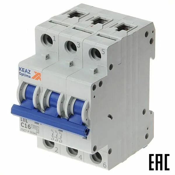 Выключатель автоматический модульный OptiDin ВМ63-3С6-УХЛ3(ВМ63)