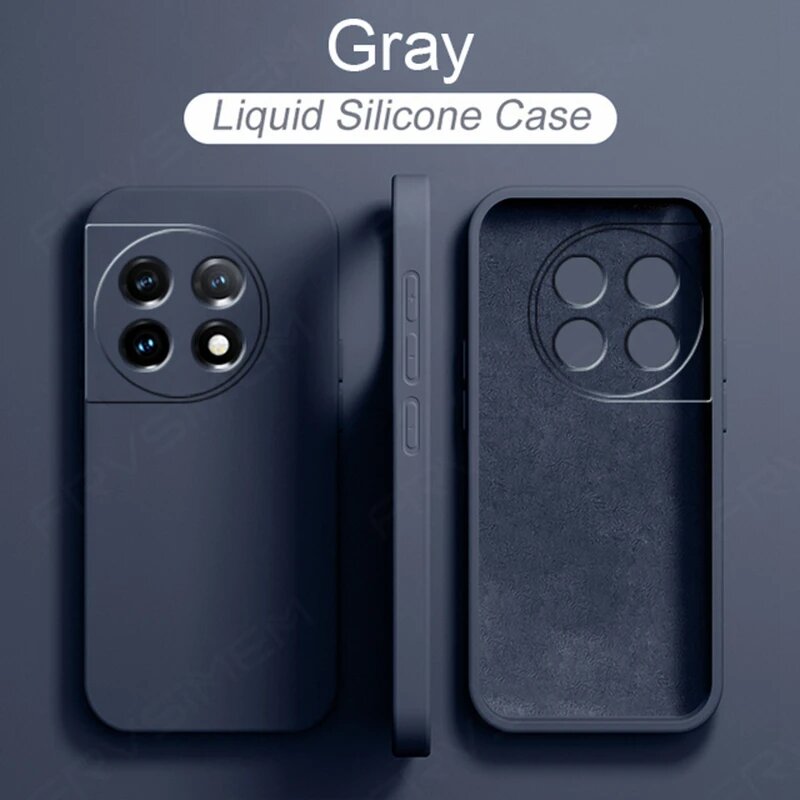 Роскошный оригинальный чехол из жидкого силикона для ONEPLUS 11 11R 10 Серый, Gray, OnePlus 11R 5G