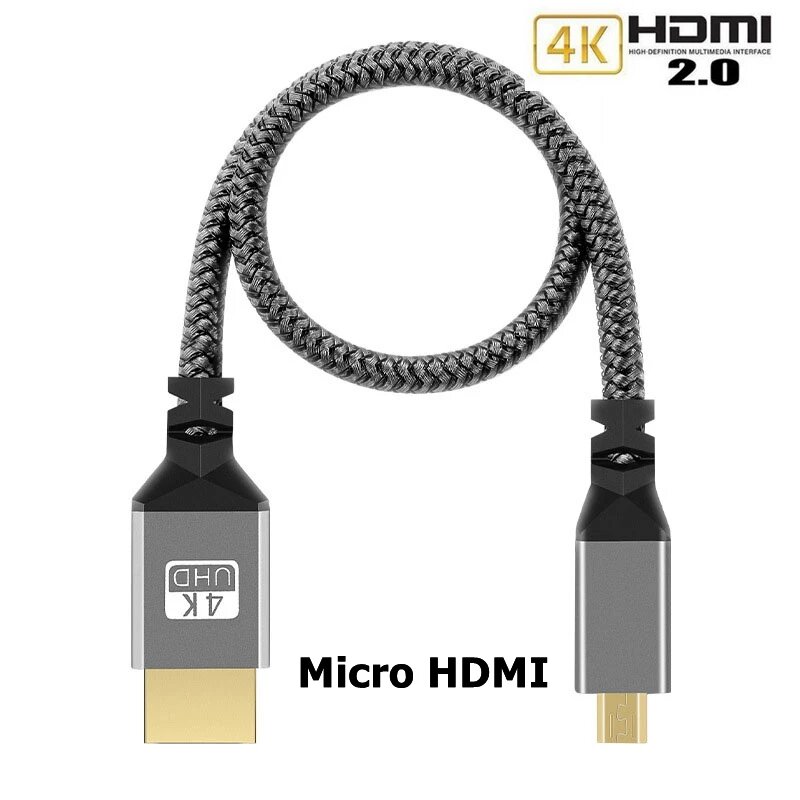 Micro HDMI кабель 4K, 0.3m, Цвет: A-D 2.0V