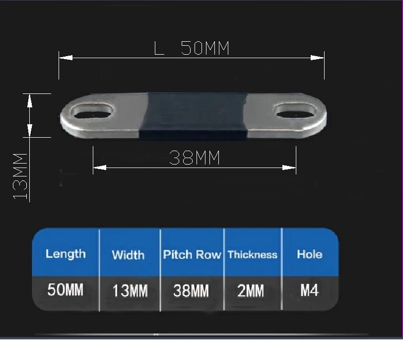Медная шина для аккумулятора LiFePO4 38x13x2mm