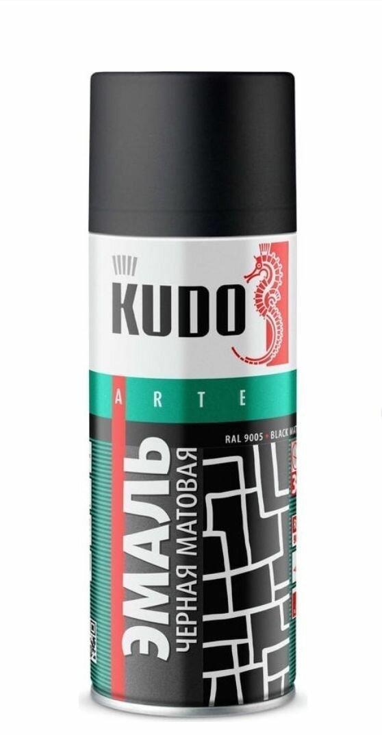 Эмаль универсальная аэрозоль KUDO черная матовая RAL-9005 (2 шт.)
