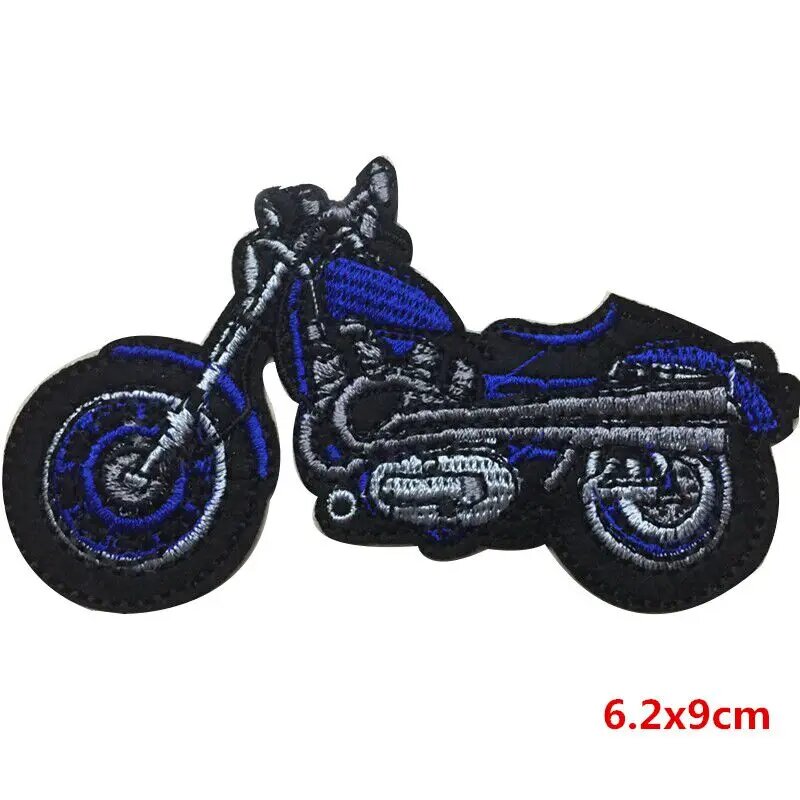 Вышитый патч Мотоцикл Темно-синий 6.2x9см PE1109CT