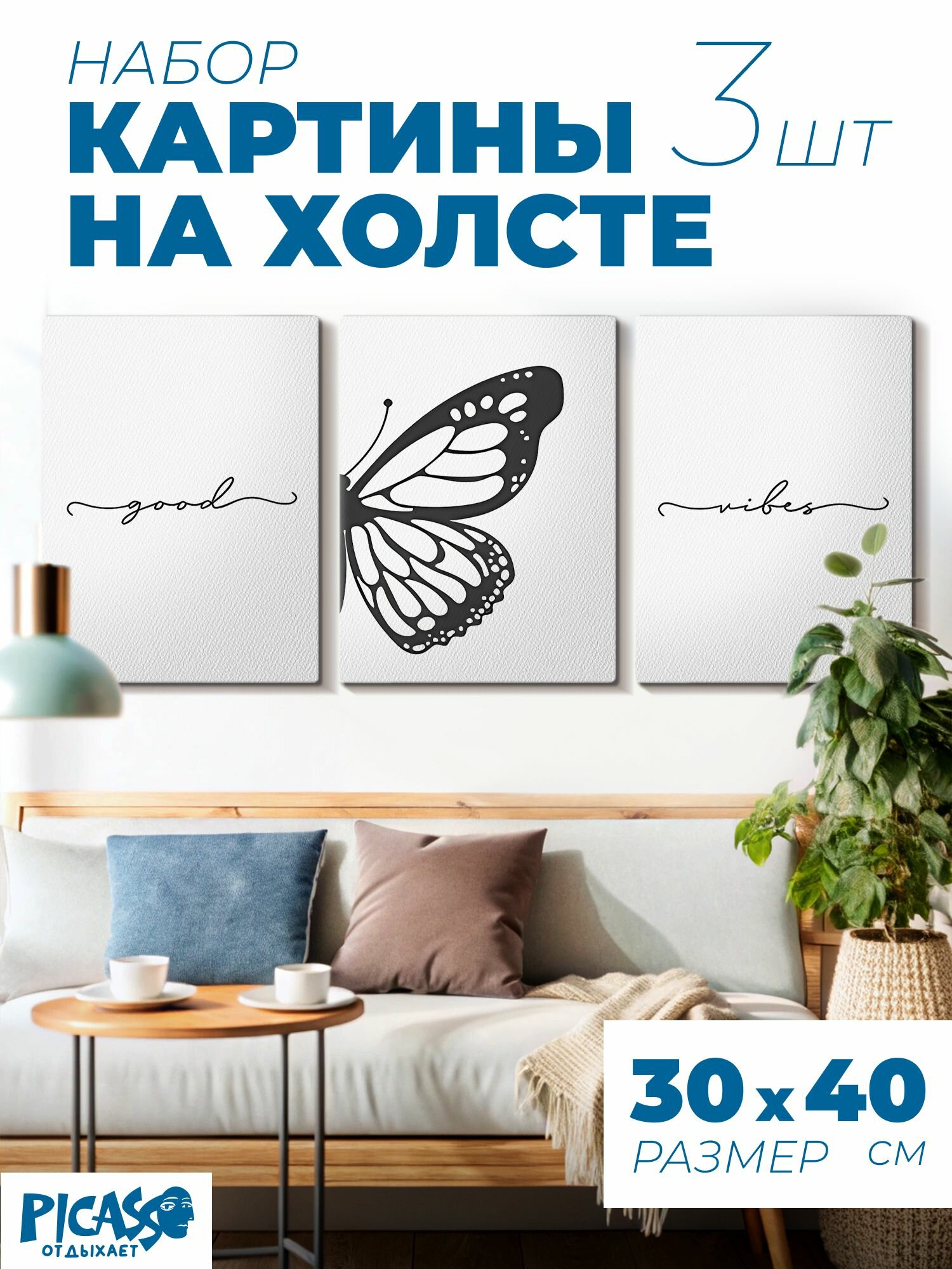 Картина модульная интерьерная Крылья Бабочки 30х40