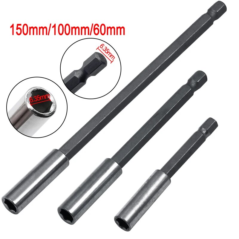 SenNan 1/4 "шестигранный хвостовик, быстроразъемный удлинитель для электрической дрели, магнитный держатель бит для отверток 60 мм, 100 мм, 150 мм, электроинструменты