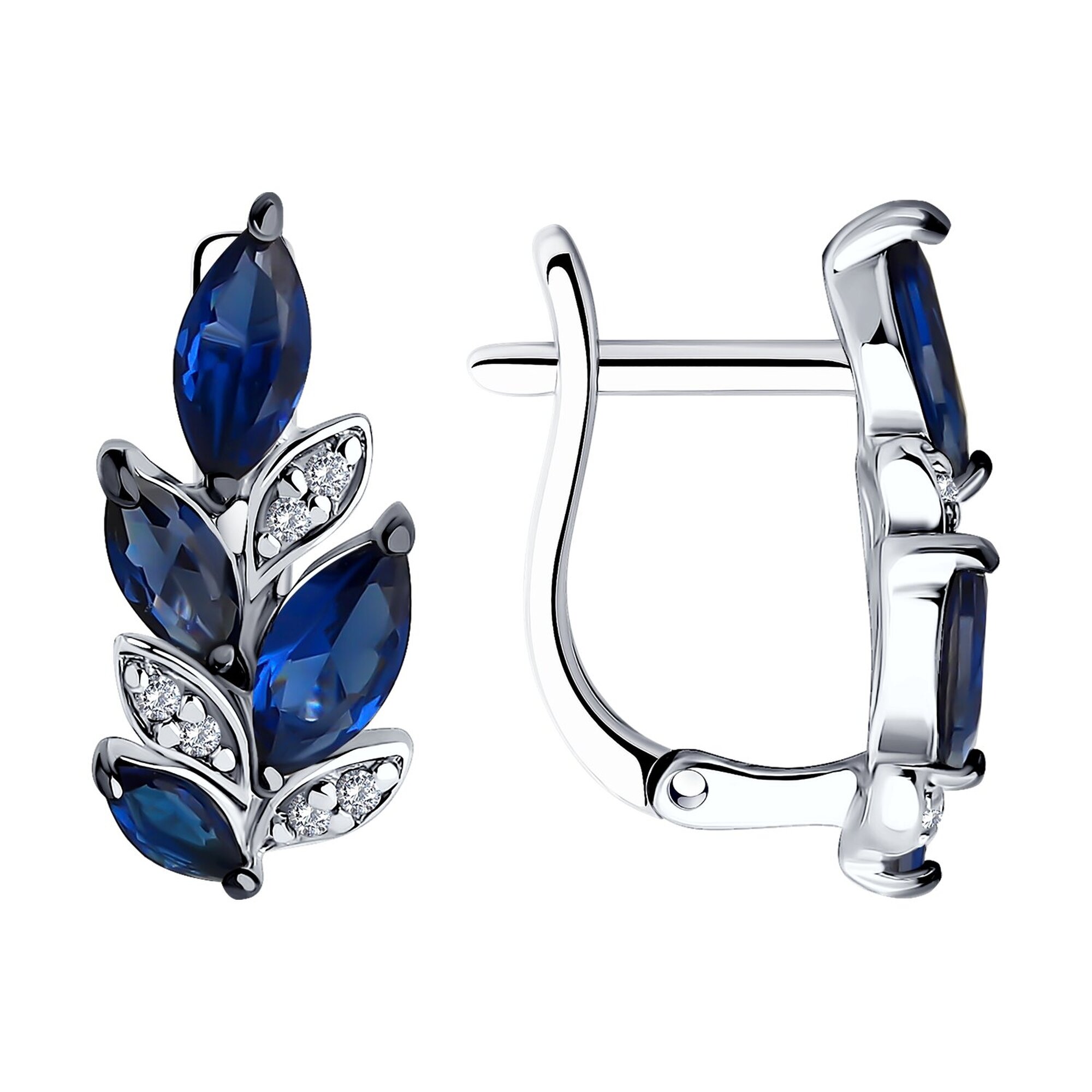 Серьги, серебро, 925 проба, родирование, фианит