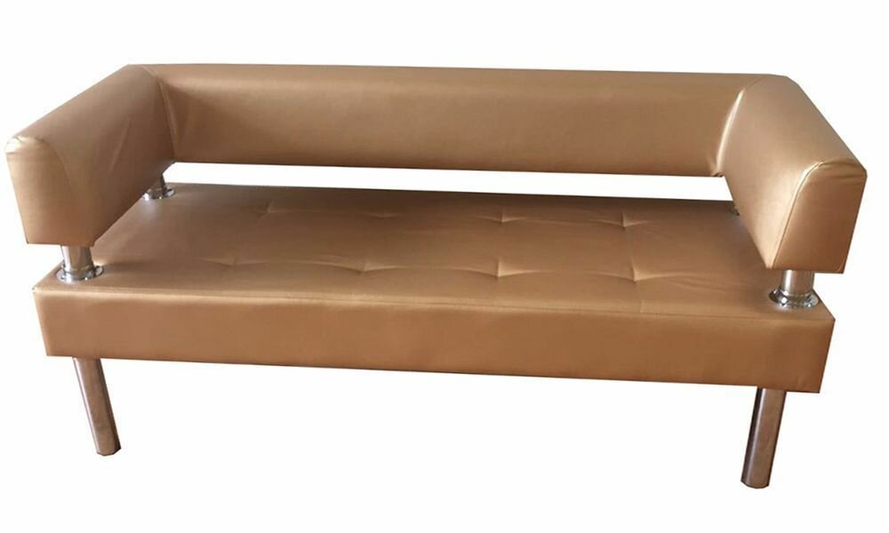 Диван прямой для дома и офиса Сантьяго с боковинами 160x58х80 золотая экокожа