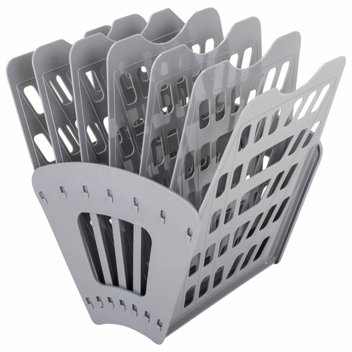 Лоток для бумаг веерный Brauberg Basic, 7 секций, 6 отделений, сетчатый, серый (7020)