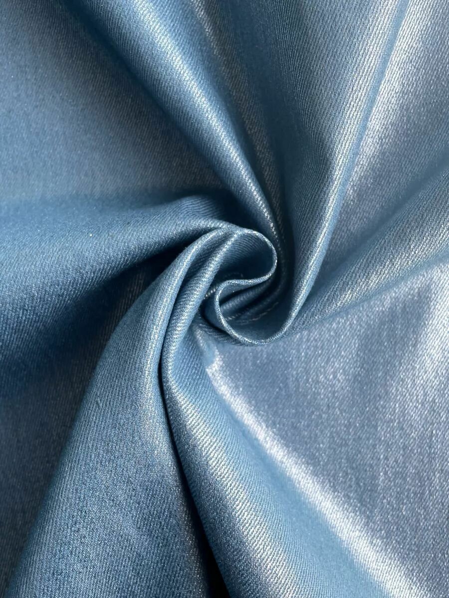 Ткань джинсовая Металлик, 80% x/б, 15% п/э, 5% эластан, серебро, 1м