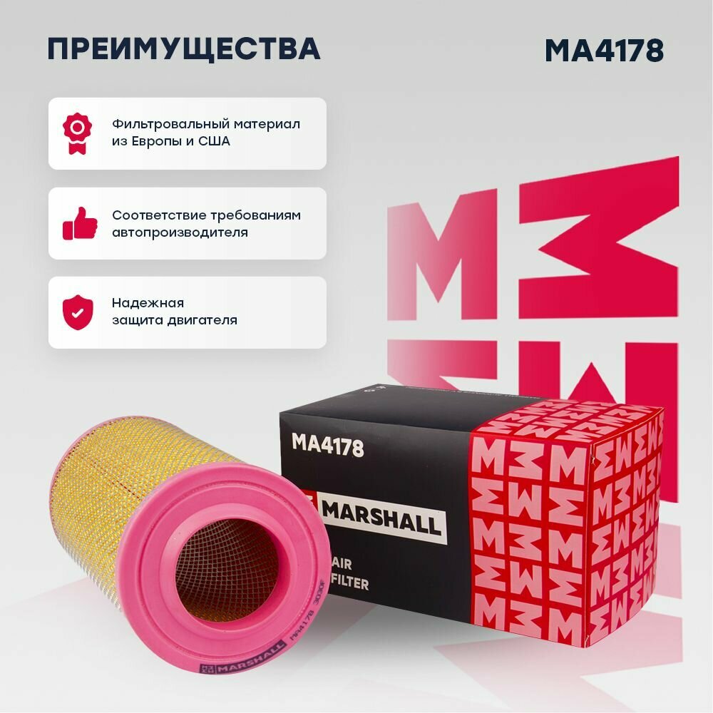 MARSHALL фильтр воздушный CITROEN JUMPER I, II 94- FIAT DUCATO II, III 94- PEUGEOT BOXER I, II 94- MA4178