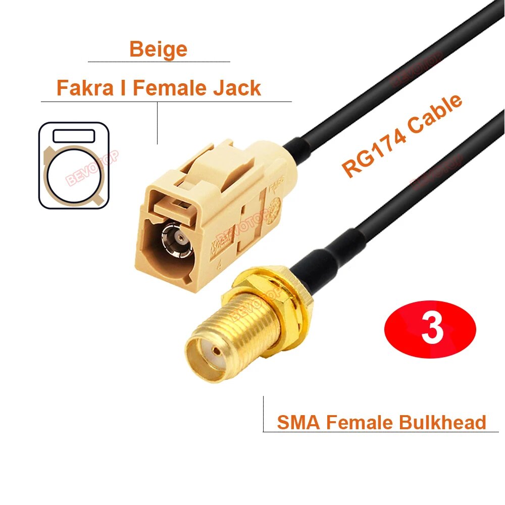 RF коаксиальный кабель BEVOTOP Fakra I к SMA 15см 20CM, SMA F to Fakra I F