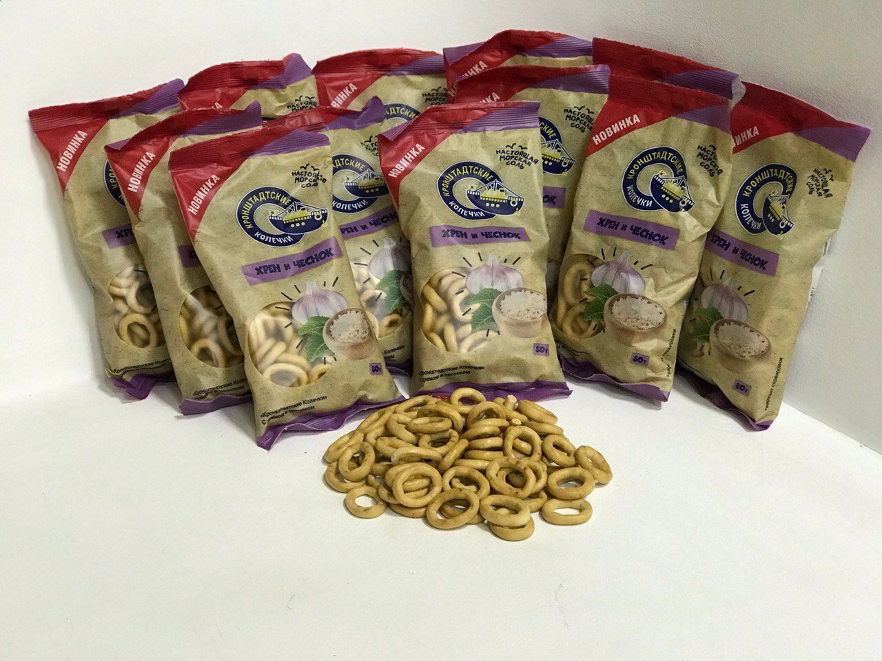 Сушки Кронштадские колечки с чесноком и хреном