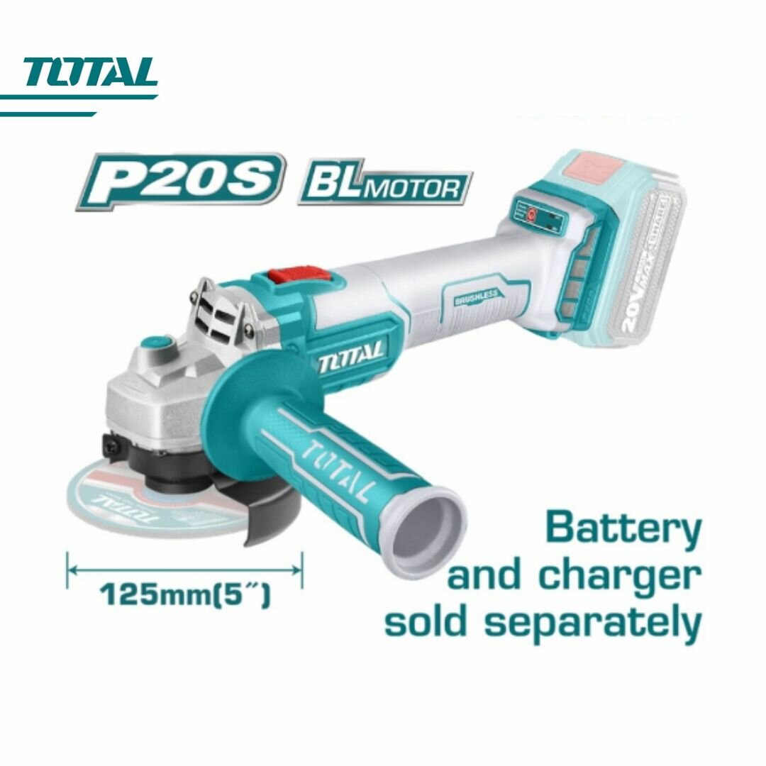 Аккумуляторная Угловая Шлифовальная Машина (Болгарка) 20В. TOTAL