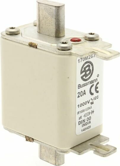 Предохранитель BUSSMANN 170M2673 Предохранитель быстродействующий с характеристикой AR 20А 1000В AC DIN00 1шт