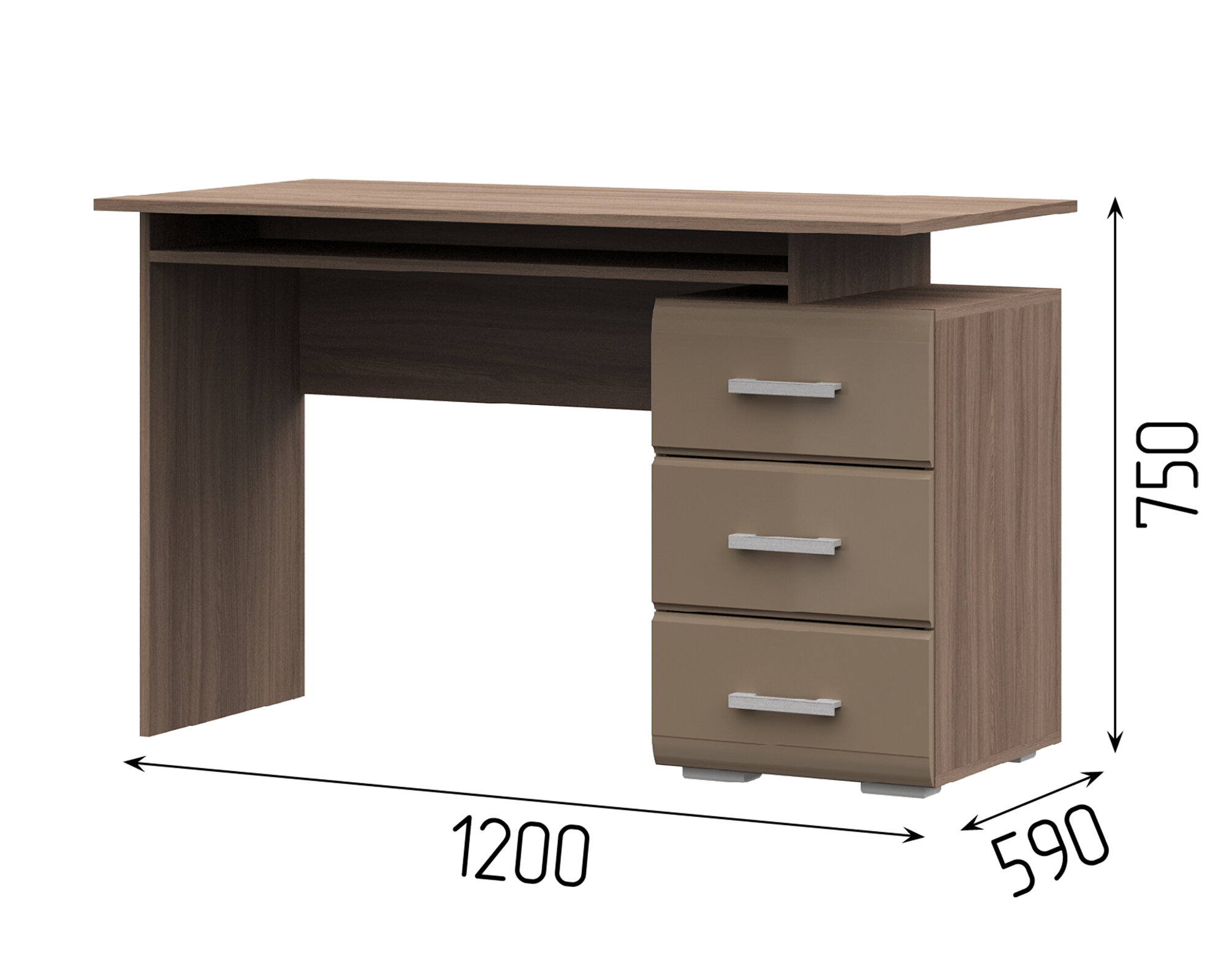 Стол письменный - компьютерный Симба (1200*750*590), цвет Ясень шимо темный/кофе с молоком Стендмебель