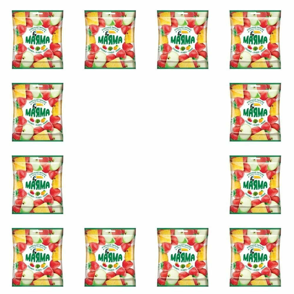 Mayama Мармелад жевательный, со вкусами ананаса, яблока и клубники, 70 г - 12 шт