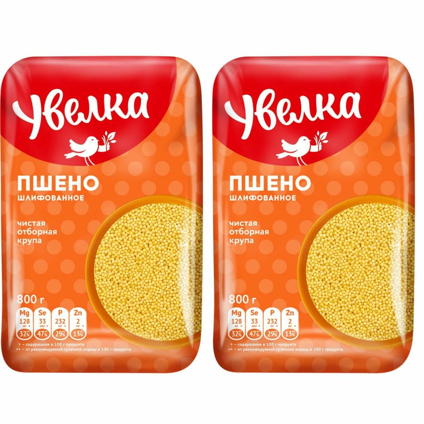 Увелка Пшено Отборное золотое, 800 г, 2 шт