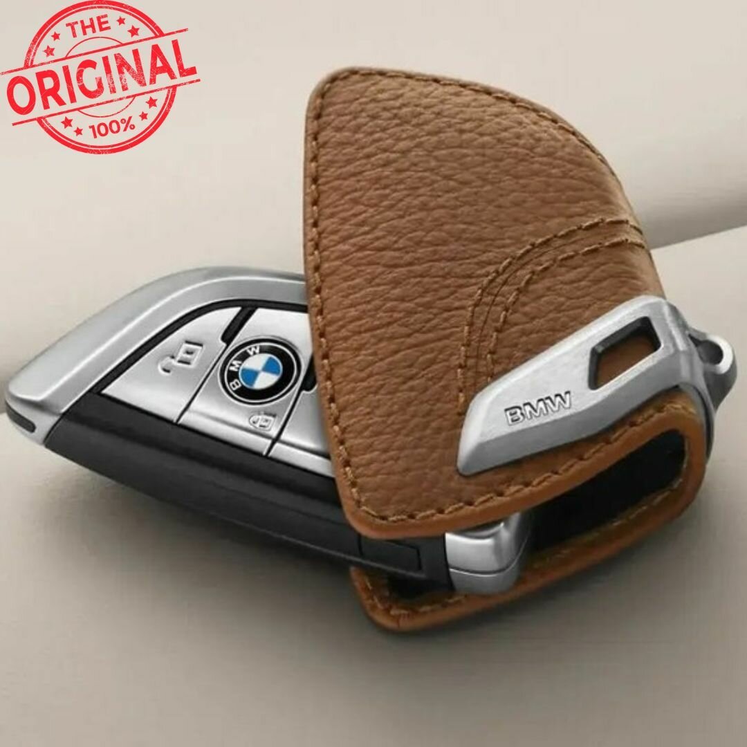 Оригинальный Кожаный футляр BMW для ключа со стальным зажимом , 82292408818