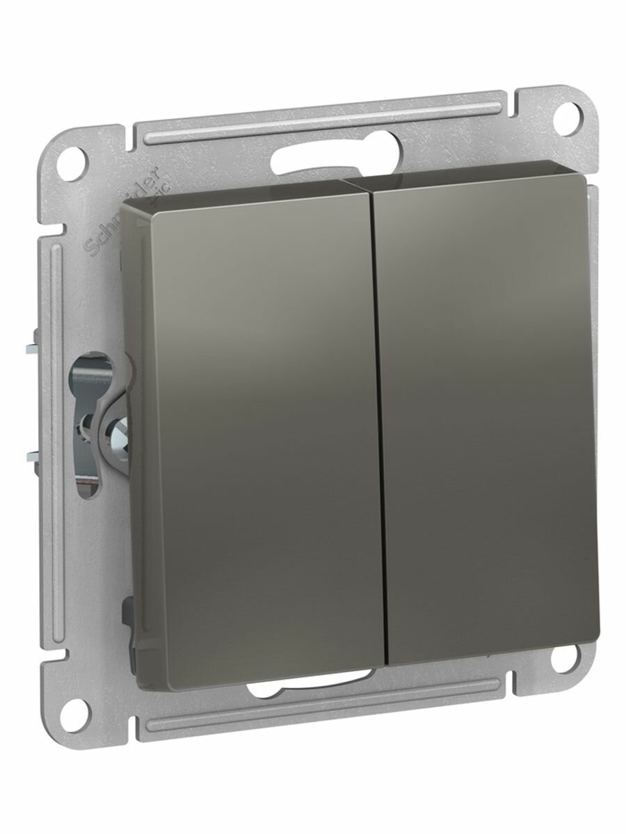 Выключатель Systeme Electric ATLASDESIGN 2-клавишный схема 5 10АХ механизм сталь ATN000951