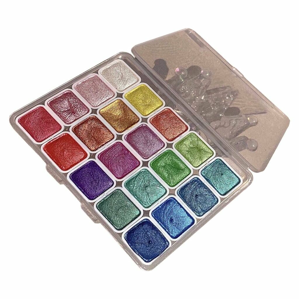 1 коробка перламутровой акварельной краски-Roselle A