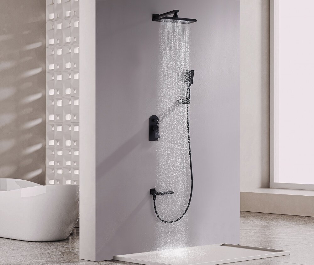 Смеситель встраиваемый Ganzer для душа с 3 функциями из латуни GZ07165-C черный