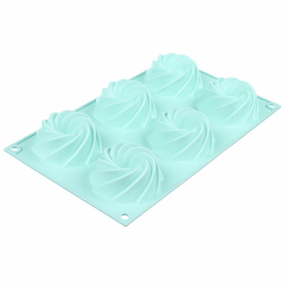 Форма для выпечки "Кексы. Вихрь", силикон, d-7см, h-3см, количество ячеек 6шт.