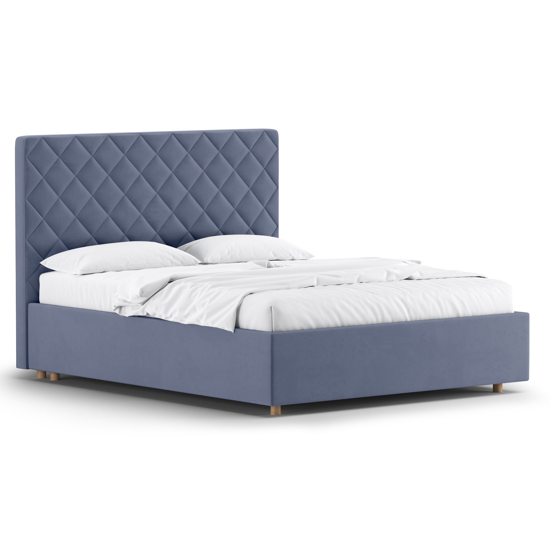 Кровать двуспальная с подъемным механизмом WESTENY "ART 605" H6, 191х217х130, 180х200, синий велюр