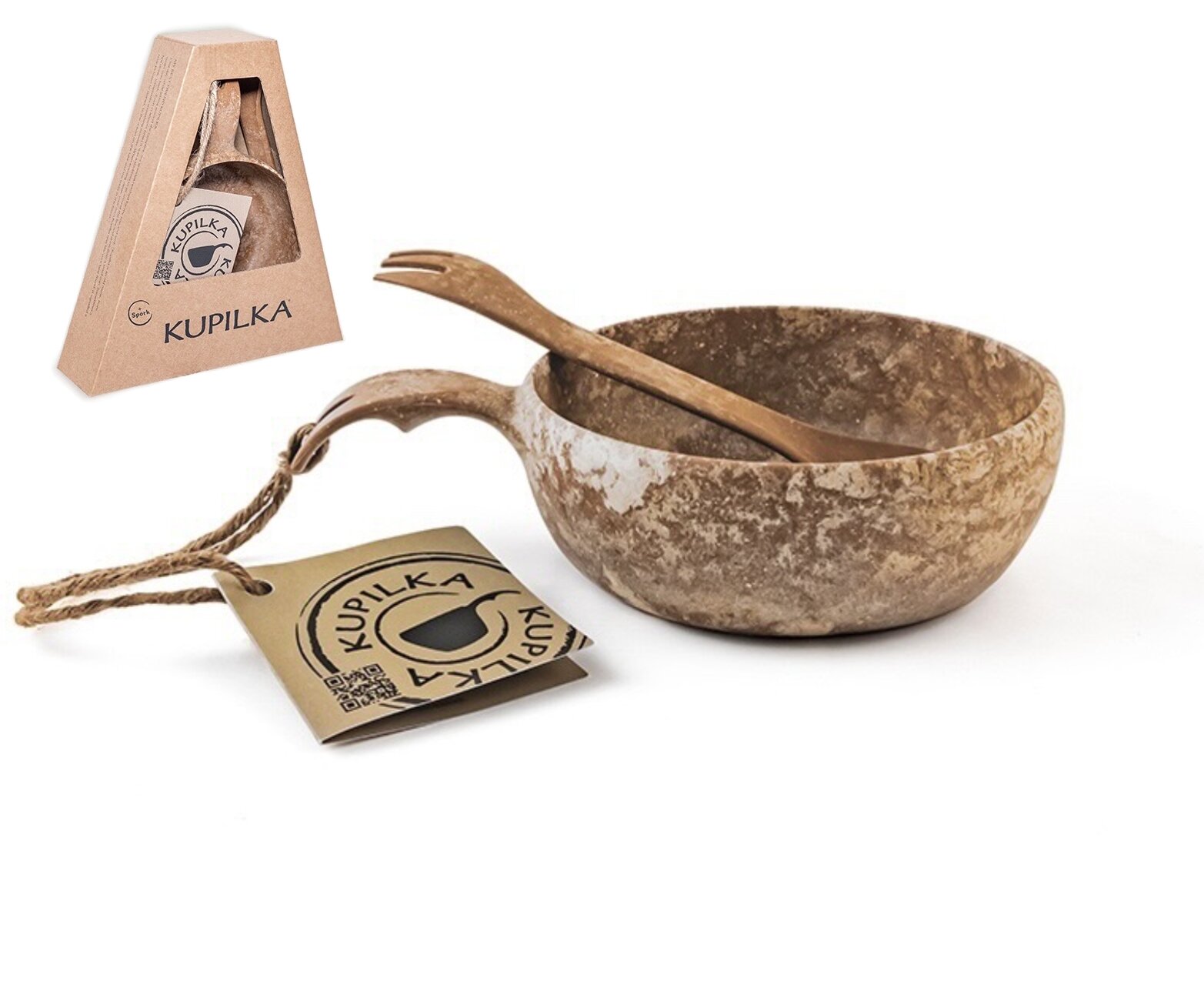 Финский набор посуды Kupilka Junior Craft Box (миска 330 мл, ловилка 165 мм), цвет: коричневый