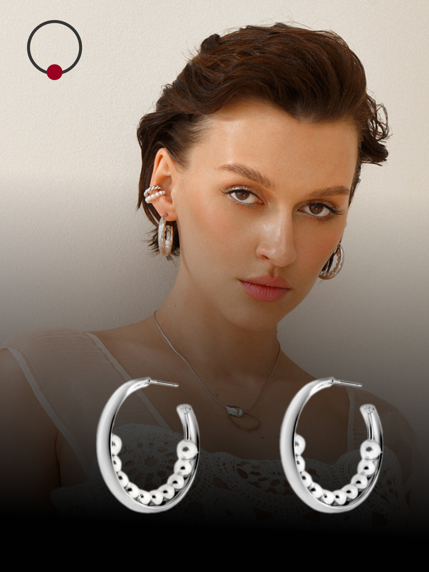 Серьги пусеты, конго, жемчуг имитация