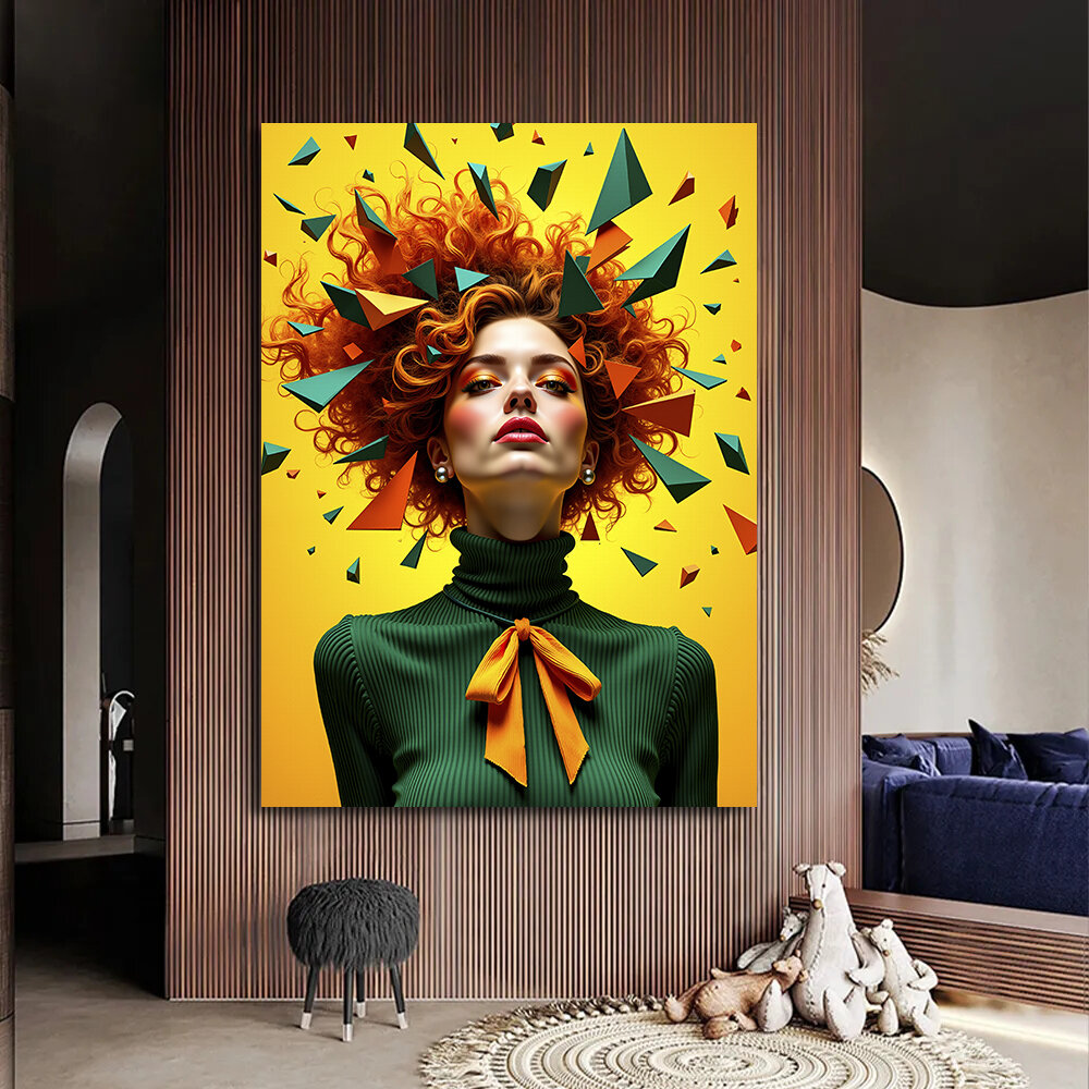 Девушка / Абстракция, картина вертикальная / на стену, яркий ПОП АРТ, 20х30 см.