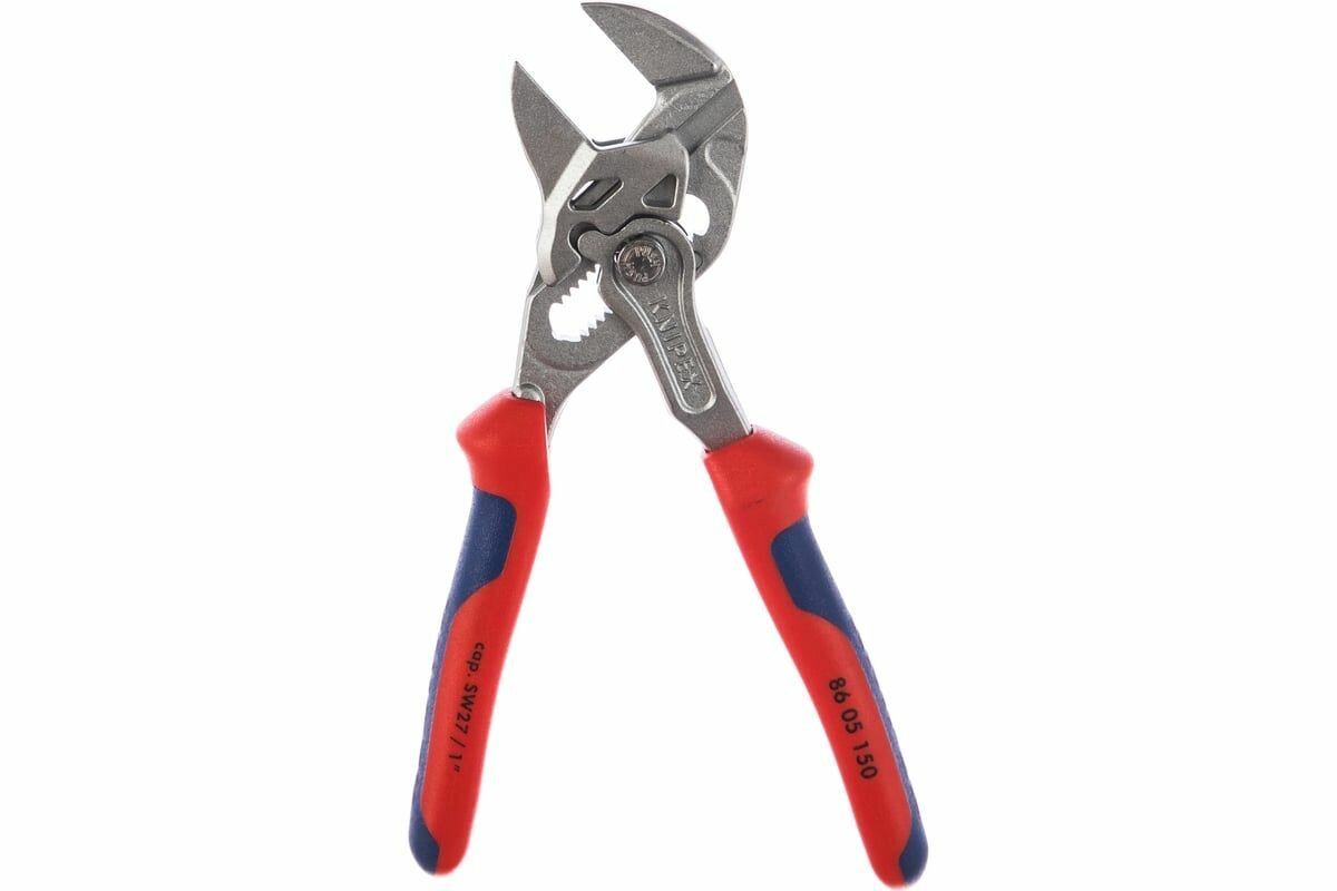 Клещи переставные-гаечный ключ KNIPEX зев 27 мм, длина 150 мм, хром, 2-комп. ручки KN-8605150