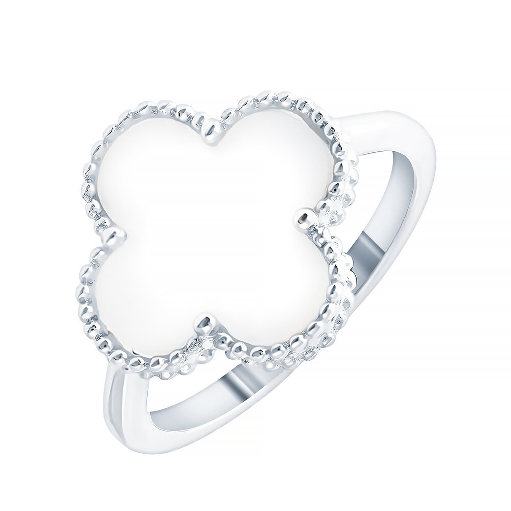 Перстень, серебро, 925 проба, родирование, перламутр