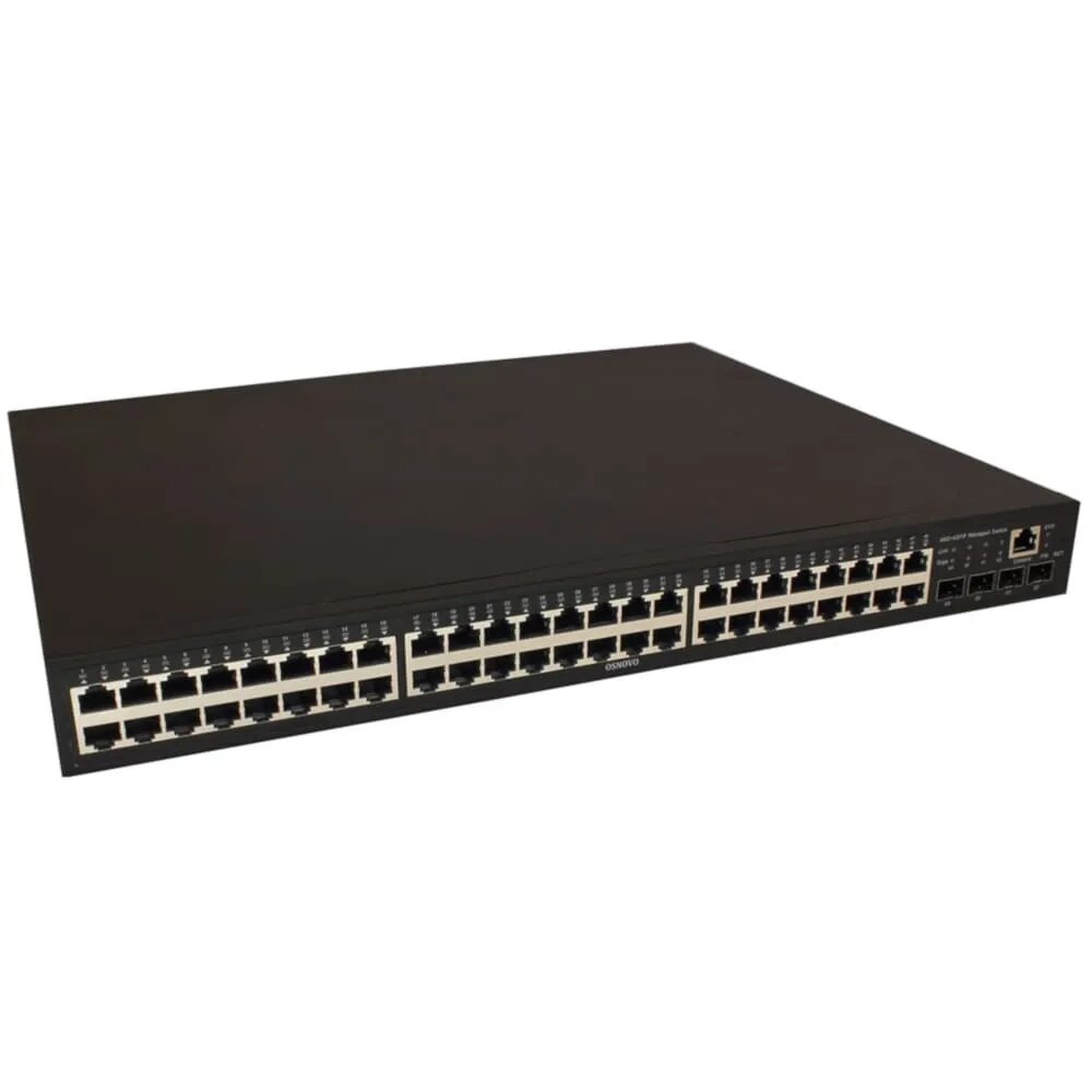 Коммутатор PoE OSNOVO SW-84804/L(800W) на 48 RJ45 PoE + 4 x GE SFP 48 x GE (10/100/1000 Base-T) PoE (IEEE 802.3af/at), 4 x GE Uplink. PoE IEEE 802.3af