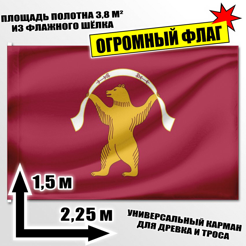 Флаг огромный Мишкинского района (Башкортостан) 225x150 см