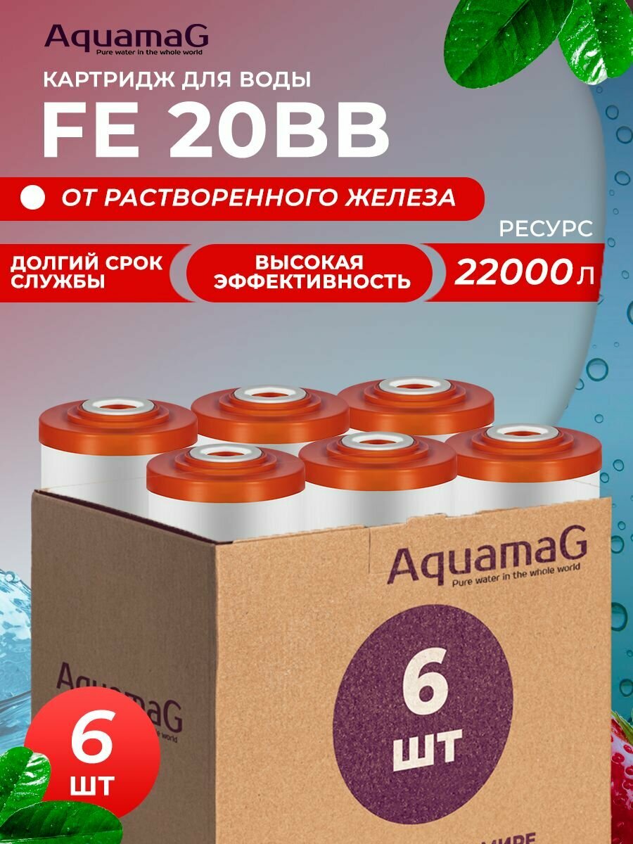 Картридж для фильтра воды обезжелезивающий FE 20ВВ 6шт