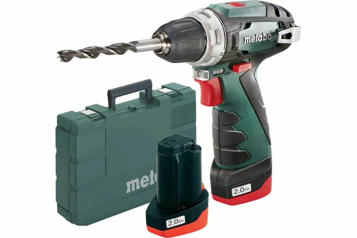 Аккумуляторная дрель-шуруповерт Metabo PowerMaxx BS 12 В, 2х2 Ач, Li-Ion, LC40, патрон, кейс 600080500