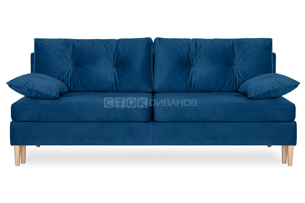 Диван Сток Диванов Порто, темно-синий велюр, механизм пантограф, на ножках