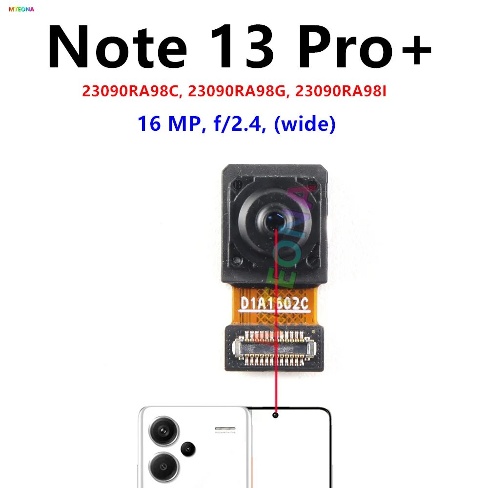 Передняя задняя камера для Xiaomi Redmi Note 13 Pro + 5G Selfie Фронтальная широкая задняя камера Модуль Гибкий кабель Note 13 Pro Plus Запасные части