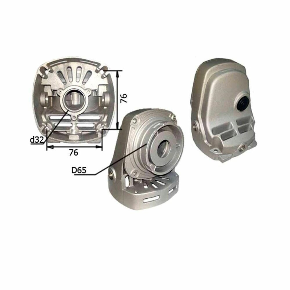 Корпус редуктора (голова УШМ) в сборе для УШМ ИНТЕРСКОЛ 2300 нового образца (корпус, крышка, втулка, стопор)