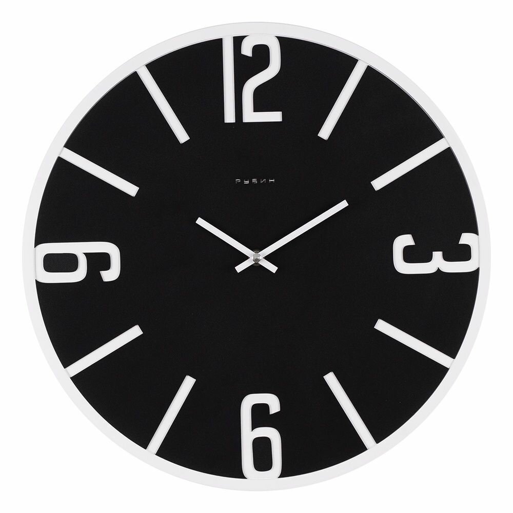 Часы настенные Рубин "Моменты", диаметр 40 см, открытая стрелка, черно-белые, круглые (4013-001)