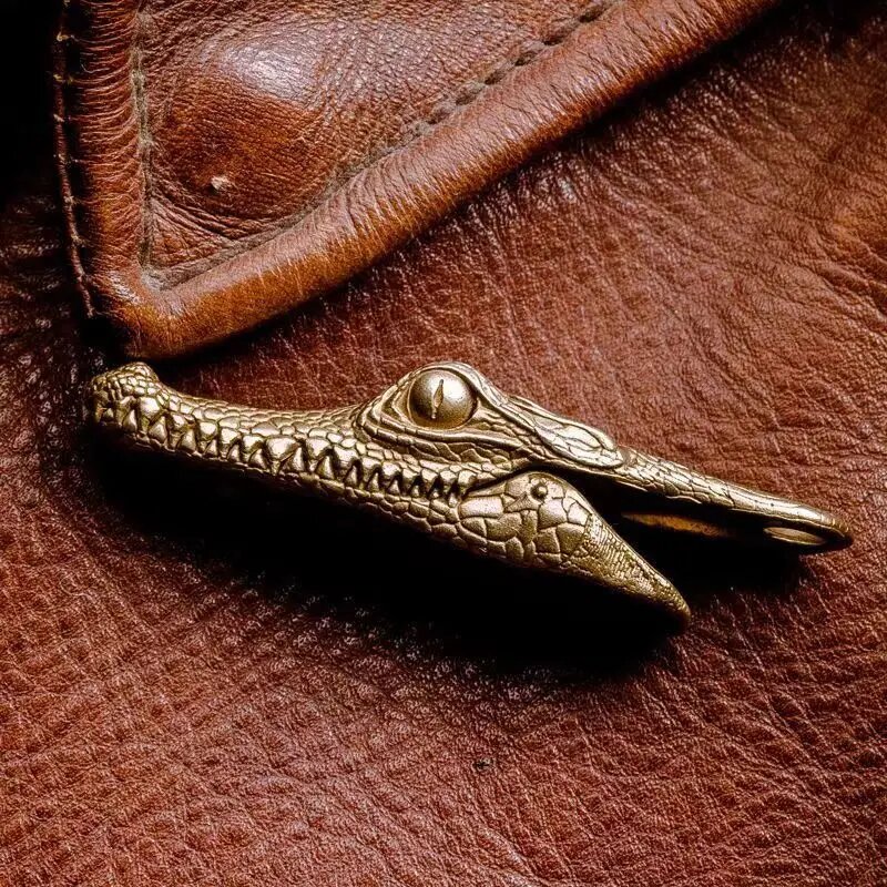 Медная статуэтка головы крокодила brass crocodile