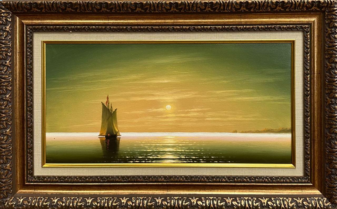 Картина маслом на холсте, ночь, морской пейзаж "Лунная ночь" 1