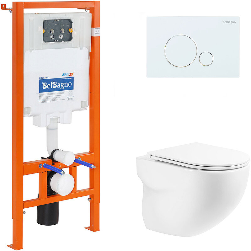 Комплект унитаза с инсталляцией BelBagno BB066CHR/BB870SC/BB002-80/BB014-SR-BIANCO