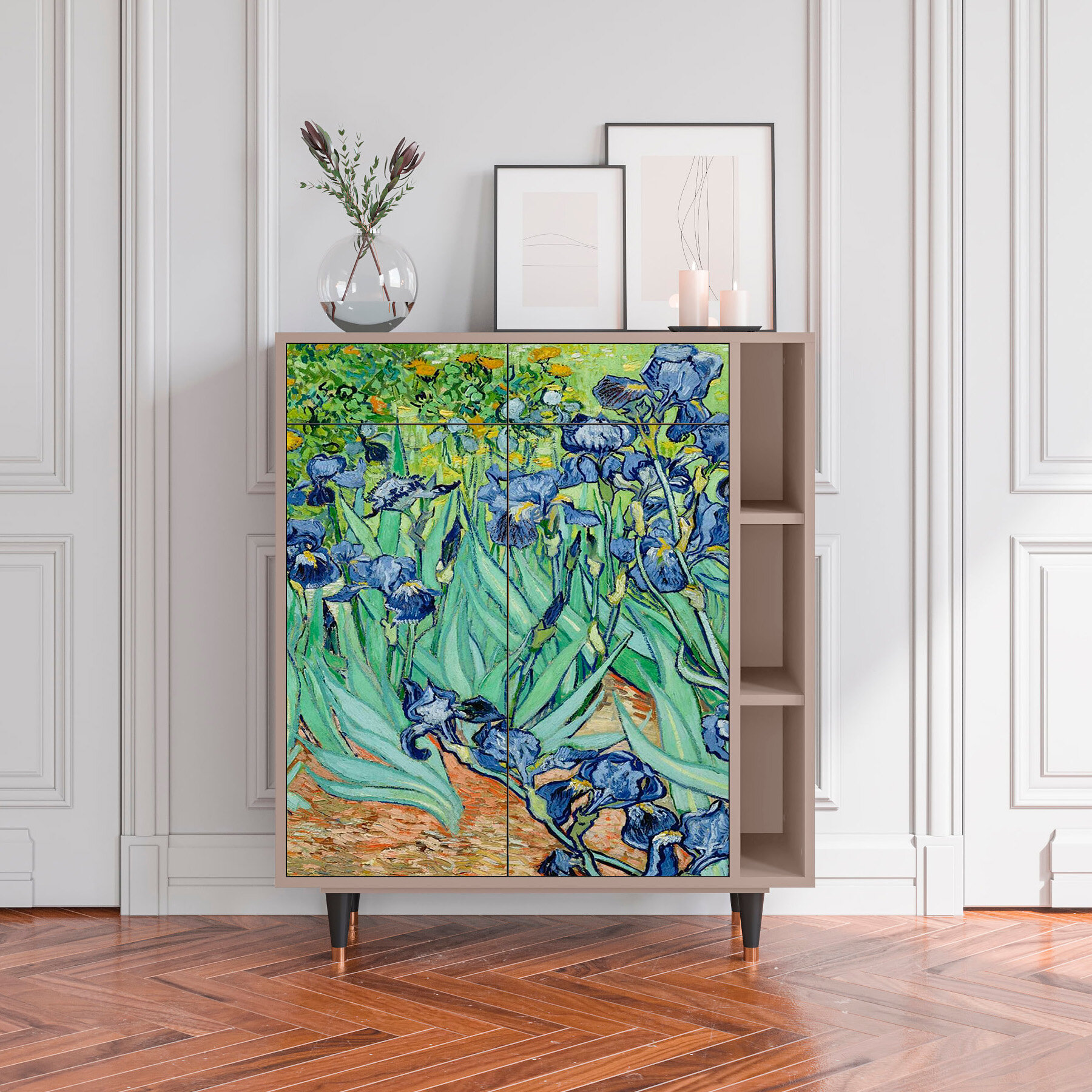 Комод - STORYZ - BS6 Irises by Vincent van Gogh, Размер - 94 x 110 x 41 см, Цвет корпуса - , Бежевый