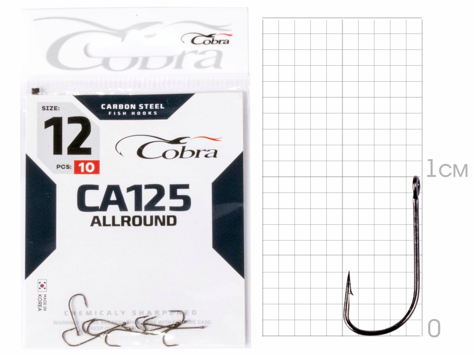 Крючки рыболовные Cobra Allround STRUGER CA125, размер 12, 10шт в упаковке / Крючки для рыбалки Кобра Оллраунд страгер