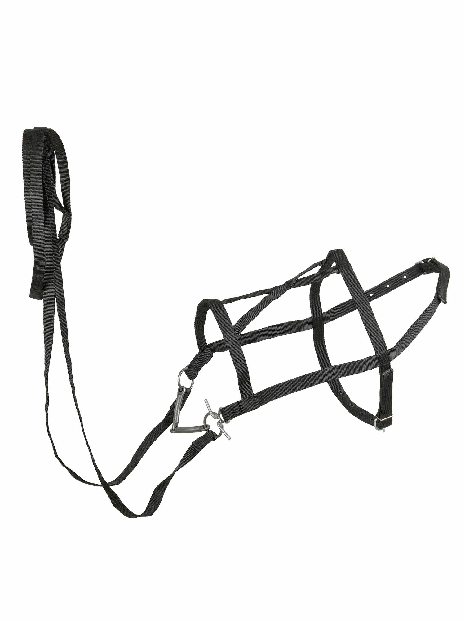 Узда для лошади капроновая двойная, узда серая для лошади REITER 25 мм