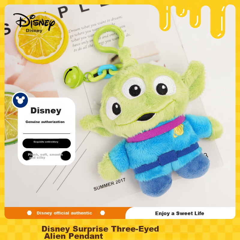 Disney Toy Story Three-Eyed Alien Creative Backpack Pendant, Cute Keychain, Surprise Back-To Gift for Classmates And Girlfriends