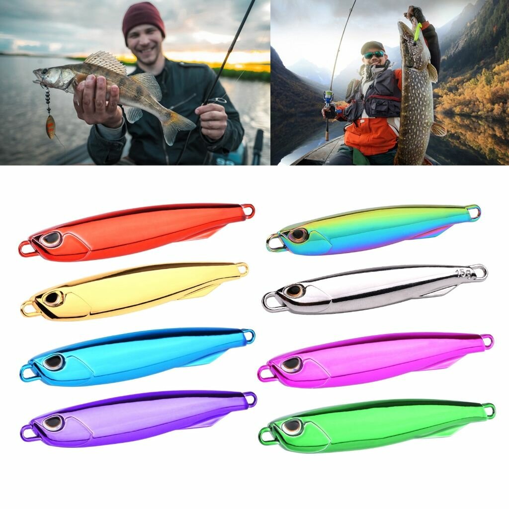 (1 набор из 8 штук) Металлическая приманка для окуня в белую полоску-30 г