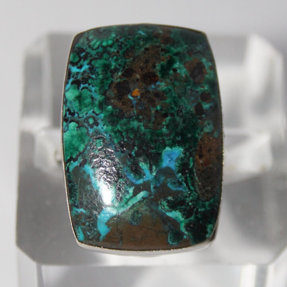 Кольцо, малахит, хризоколла