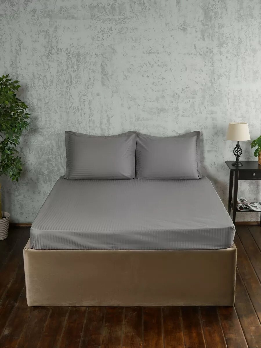 Простыня SANPA HOME, Страйп Сатин, 220х235 см, двуспальная, 100% хлопок